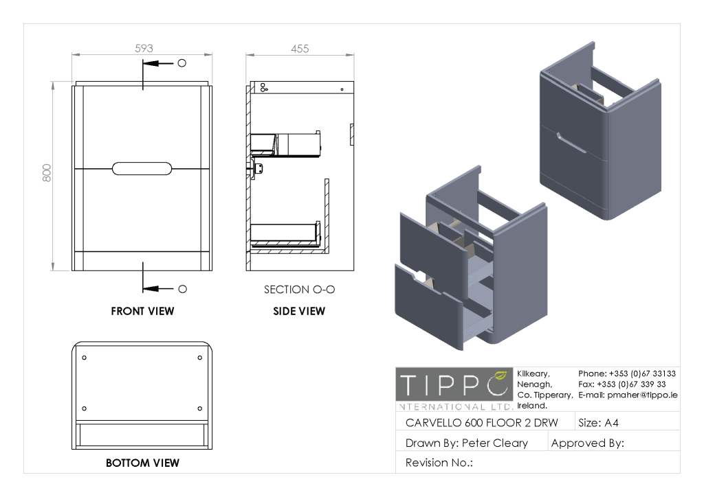 Floor Standing 2 Drawer Unit - Inver Bathroom Designs